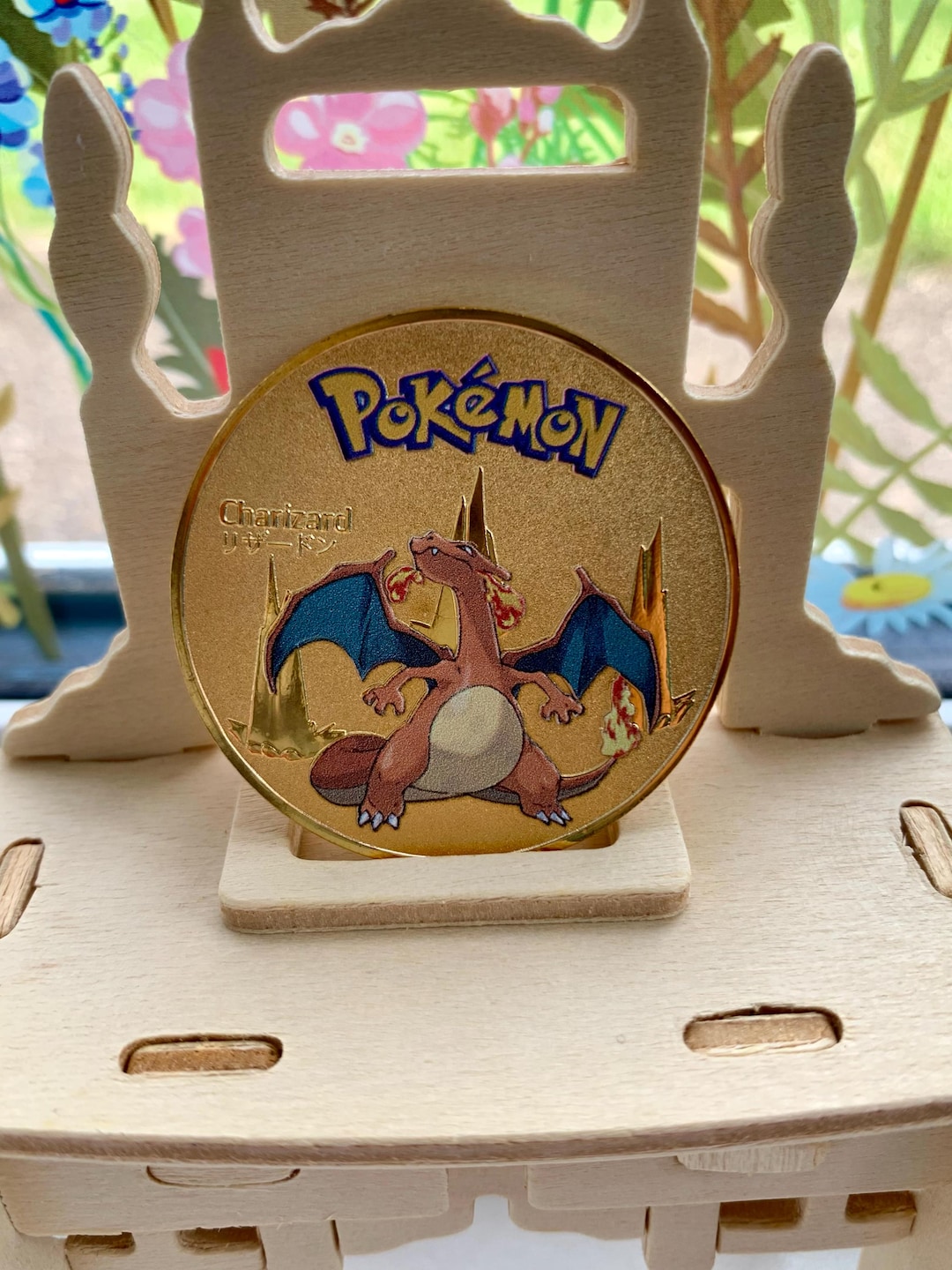 Pokemon Golden Round Metal Coin Toys Anime Charizard - Etsy