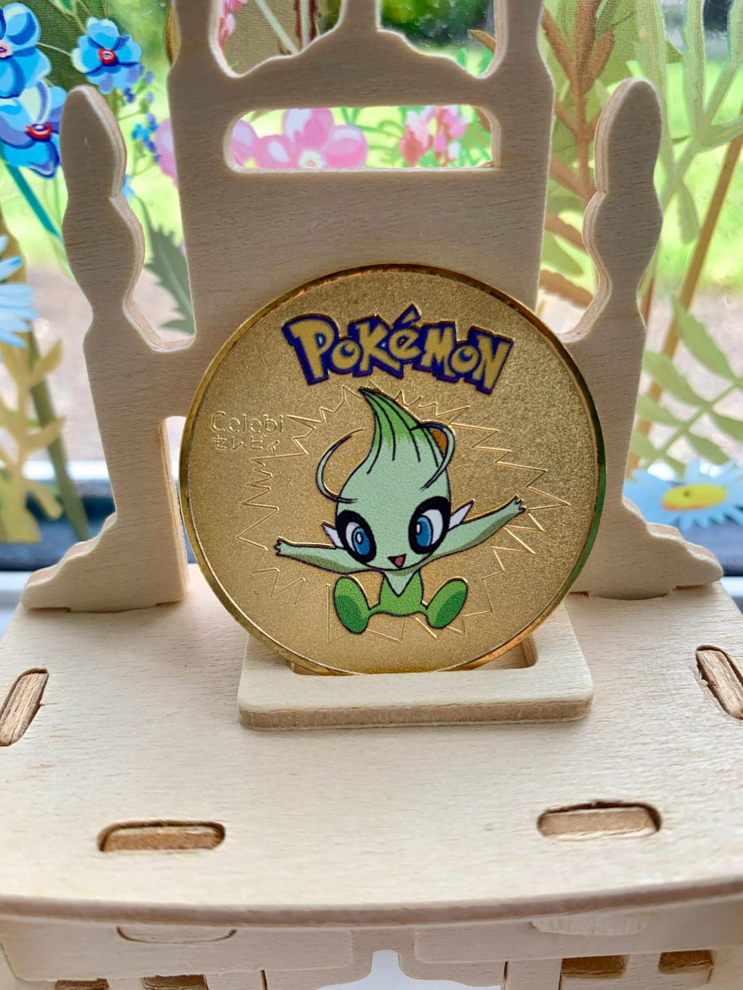 Pokemon Golden Round Metal Coin Toys Anime Celebi - Etsy