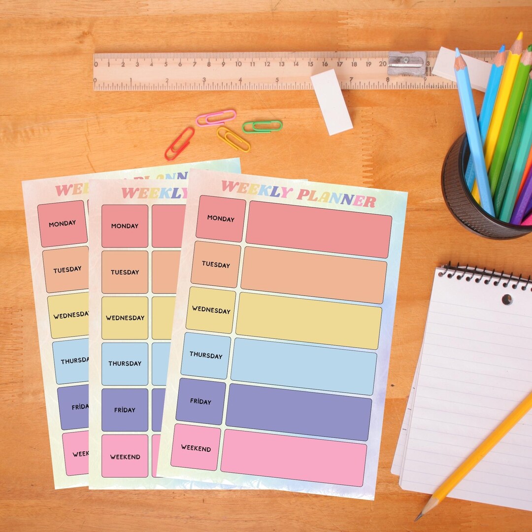 Rainbow Weekly Planner | Printable Pastel Weekly Schedule Cute To-do ...