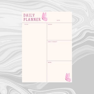 Daily Planner Printable With Butterfly Design | To-do List, Goals ...