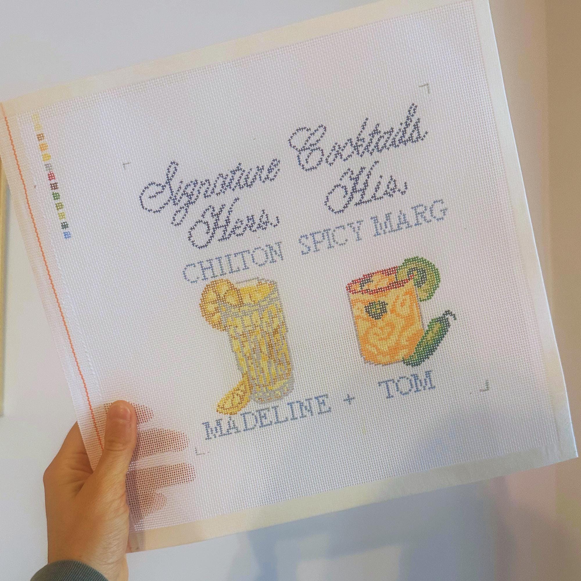 CUSTOM WEDDING | Drink Sign | Needlepoint Canvas | Hand-painted ...