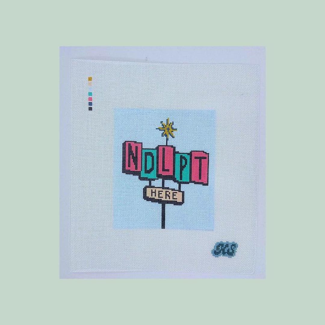 Retro Sign Needlepoint Canvas | Hand-painted & Stitch-painted on 18 ...