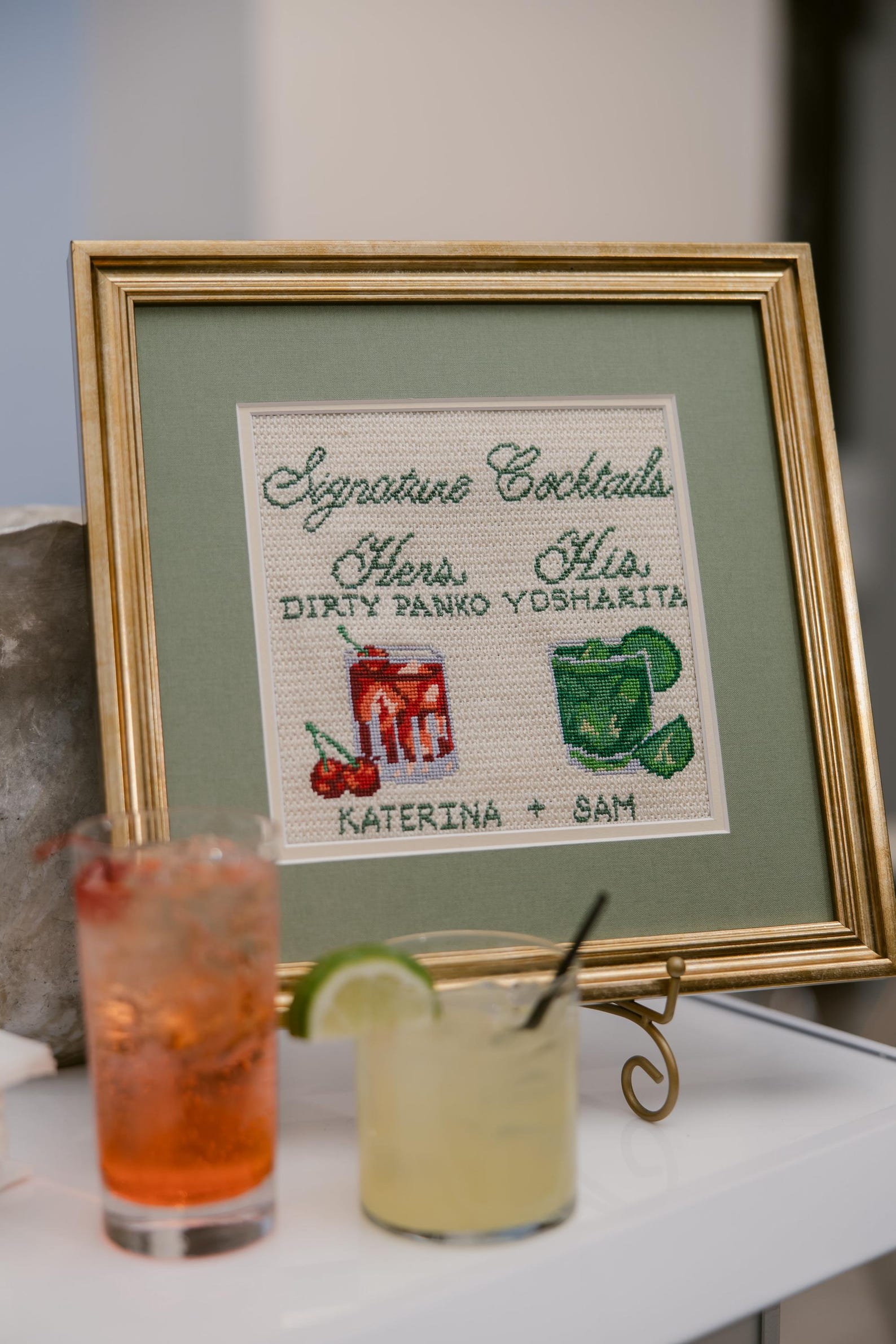 CUSTOM WEDDING | Drink Sign | Needlepoint Canvas | Hand-painted ...
