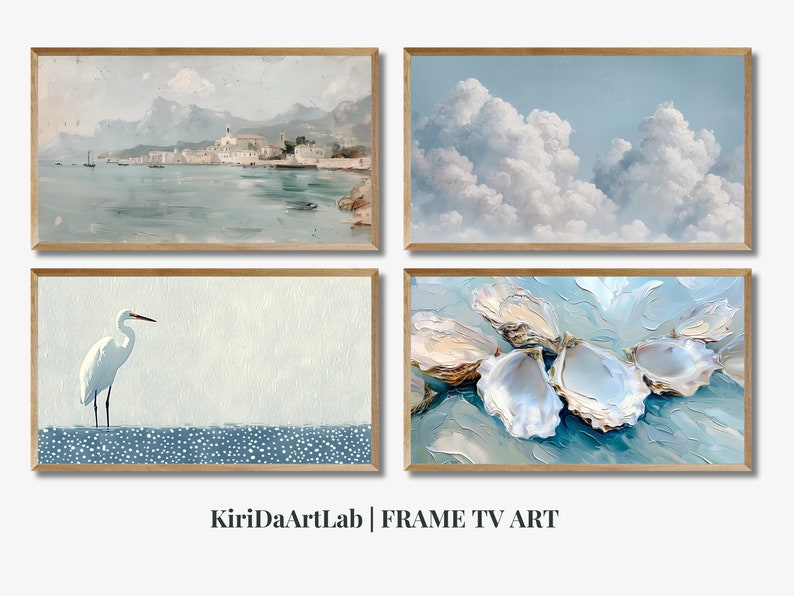 Frame TV Neutral Art Set of 16, Samsung Frame TV Summer Set, Textured ...