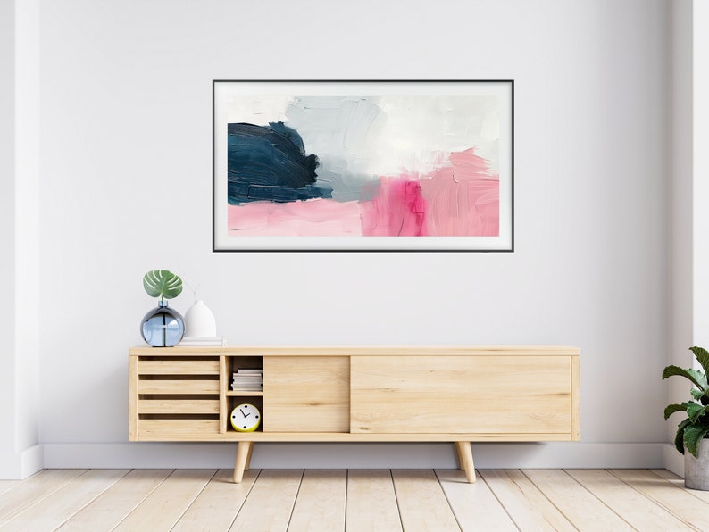 Samsung Frame TV Art Pink Abstract Painting, Frame TV Art Colourful ...