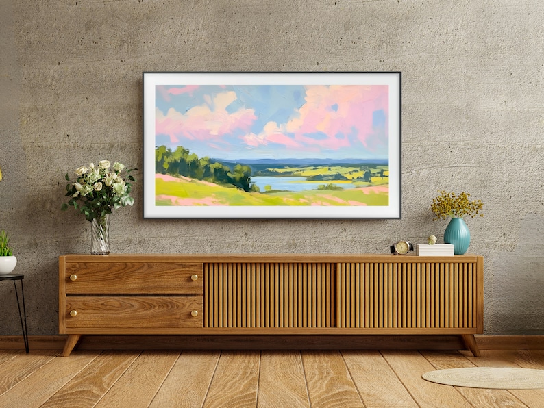 Samsung Frame Spring, Spring Frame Tv Art, Colorful Landscape Painting ...