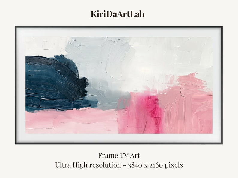 Samsung Frame TV Art Pink Abstract Painting, Frame TV Art Colourful ...