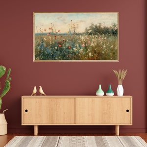 Samsung Frame TV Art Spring, Vintage Wildflower Field, Flower Meadow ...