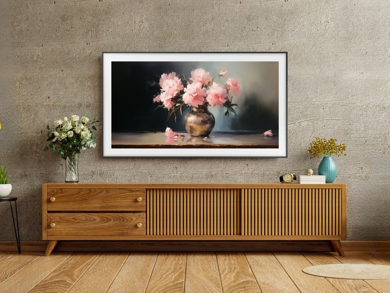 Samsung Frame Art Spring, Vintage Peony Flower Frame TV Art, Spring ...