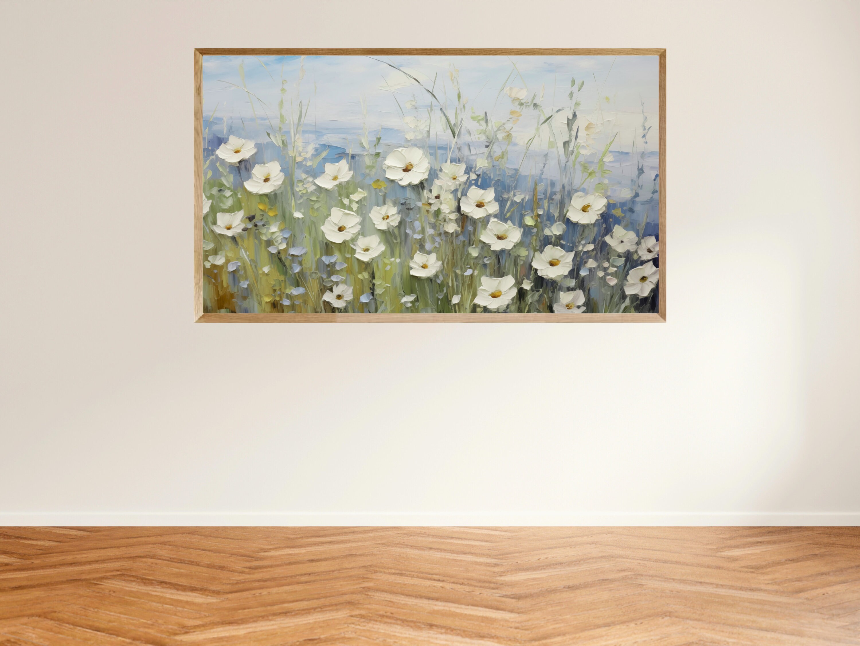 Frame TV Art Spring Wildflowers Oil Painting, Neutral Spring Decor ...