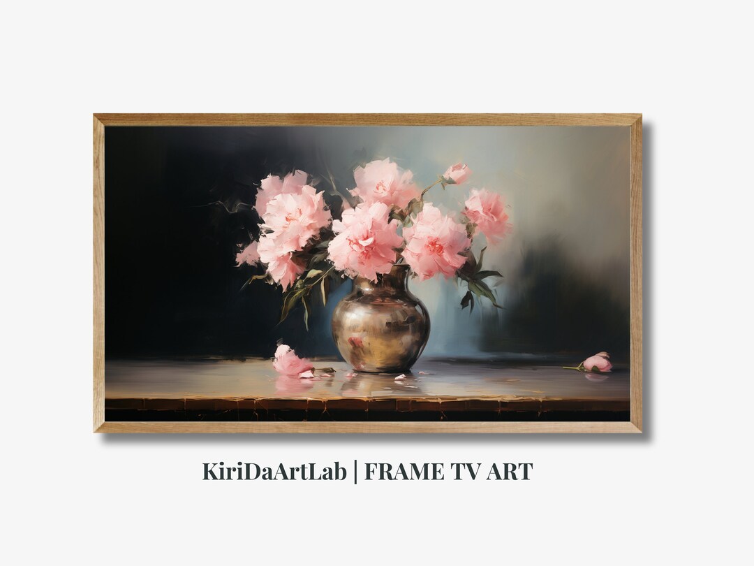 Samsung Frame Art Spring, Vintage Peony Flower Frame TV Art, Spring ...
