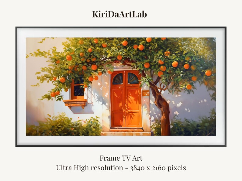 Samsung Frame TV Art, Orange Trees Vintage Oil Painting, Summer TV Art ...