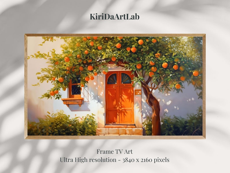 Samsung Frame TV Art, Orange Trees Vintage Oil Painting, Summer TV Art ...