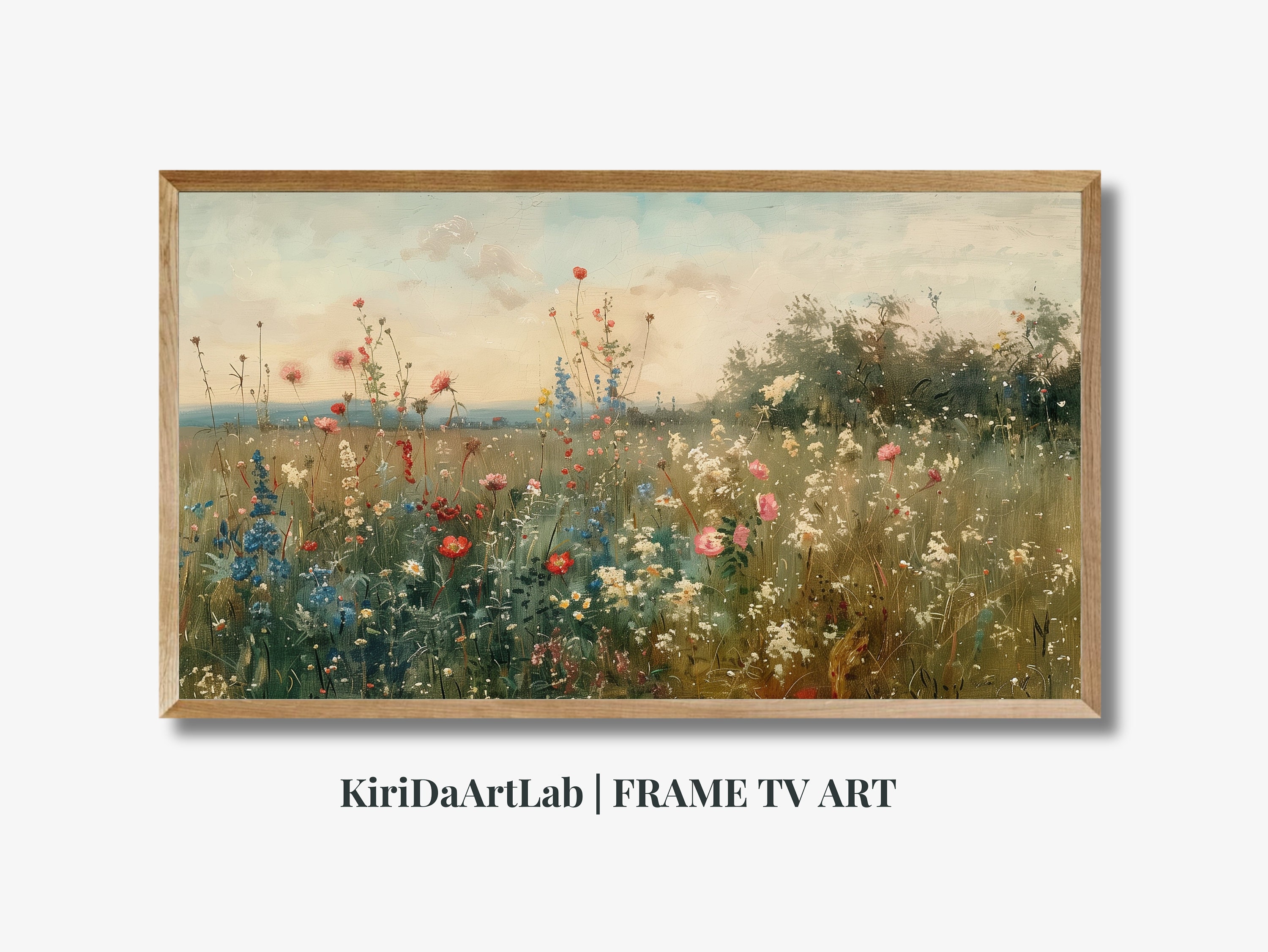 Samsung Frame TV Art Spring, Vintage Wildflower Field, Flower Meadow ...