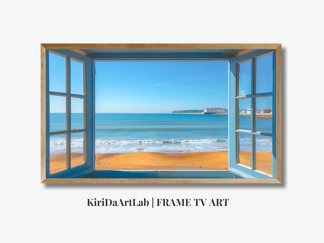 Samsung Frame TV Art Summer, Beach and Sea View From Inside Window ...