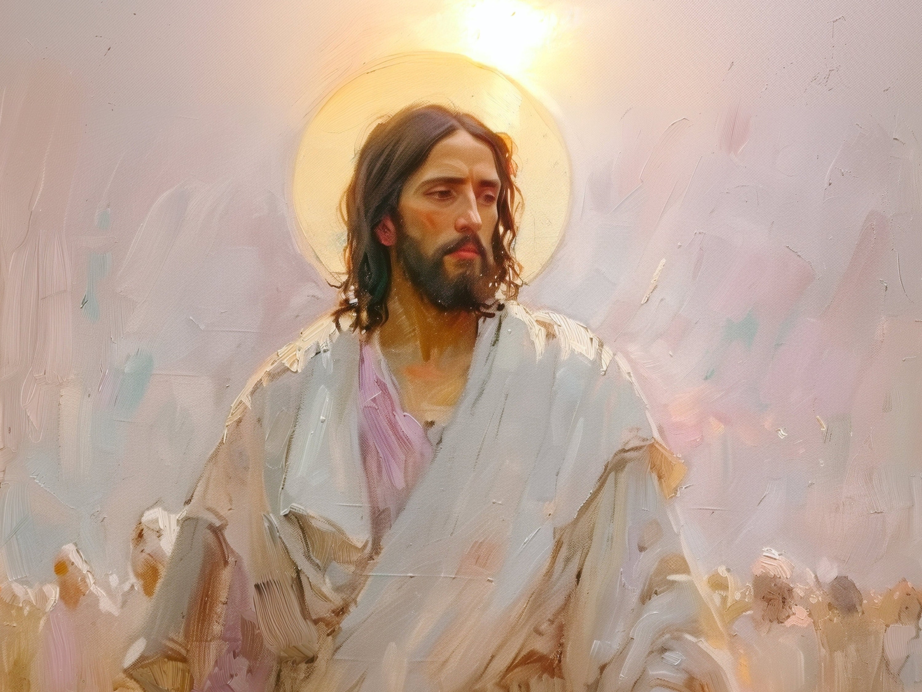 Spring Frame TV Art, Jesus Walking, Christian Religious Oil Painting ...