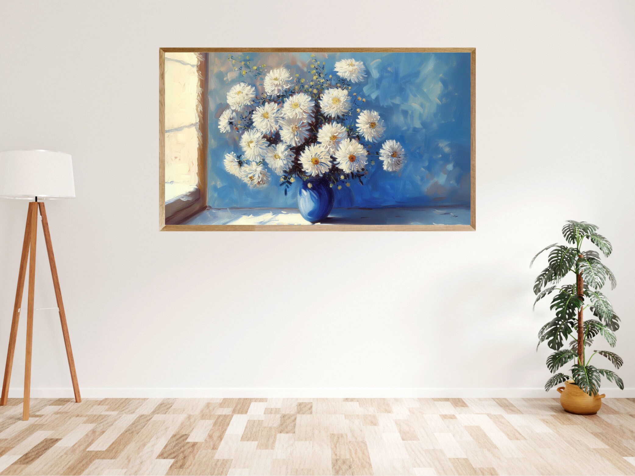 Frame TV Art White Flowers Still Life, Dark Moody Floral Tv Picture ...