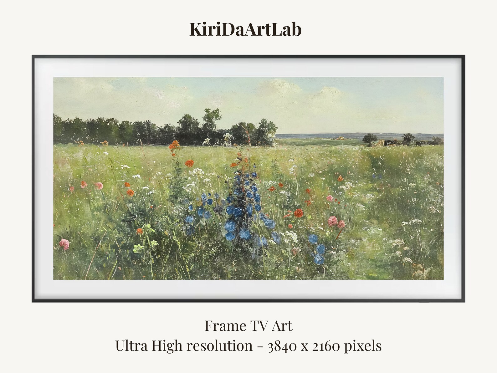 Frame Tv Art Spring, Vintage Wildflower Field TV Art, Field of Flowers ...