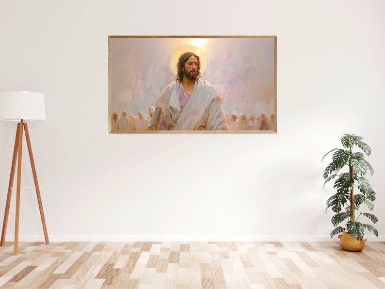 Spring Frame TV Art, Jesus Walking, Christian Religious Oil Painting ...