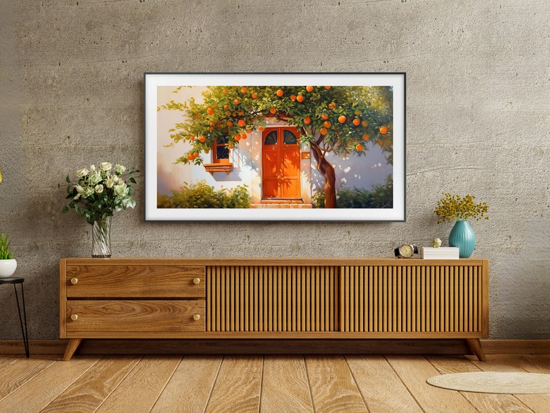 Samsung Frame TV Art, Orange Trees Vintage Oil Painting, Summer TV Art ...