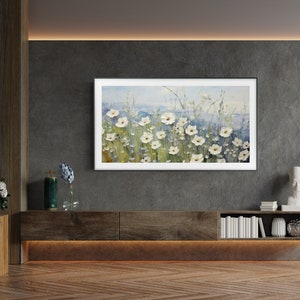 Frame TV Art Spring Wildflowers Oil Painting, Neutral Spring Decor ...