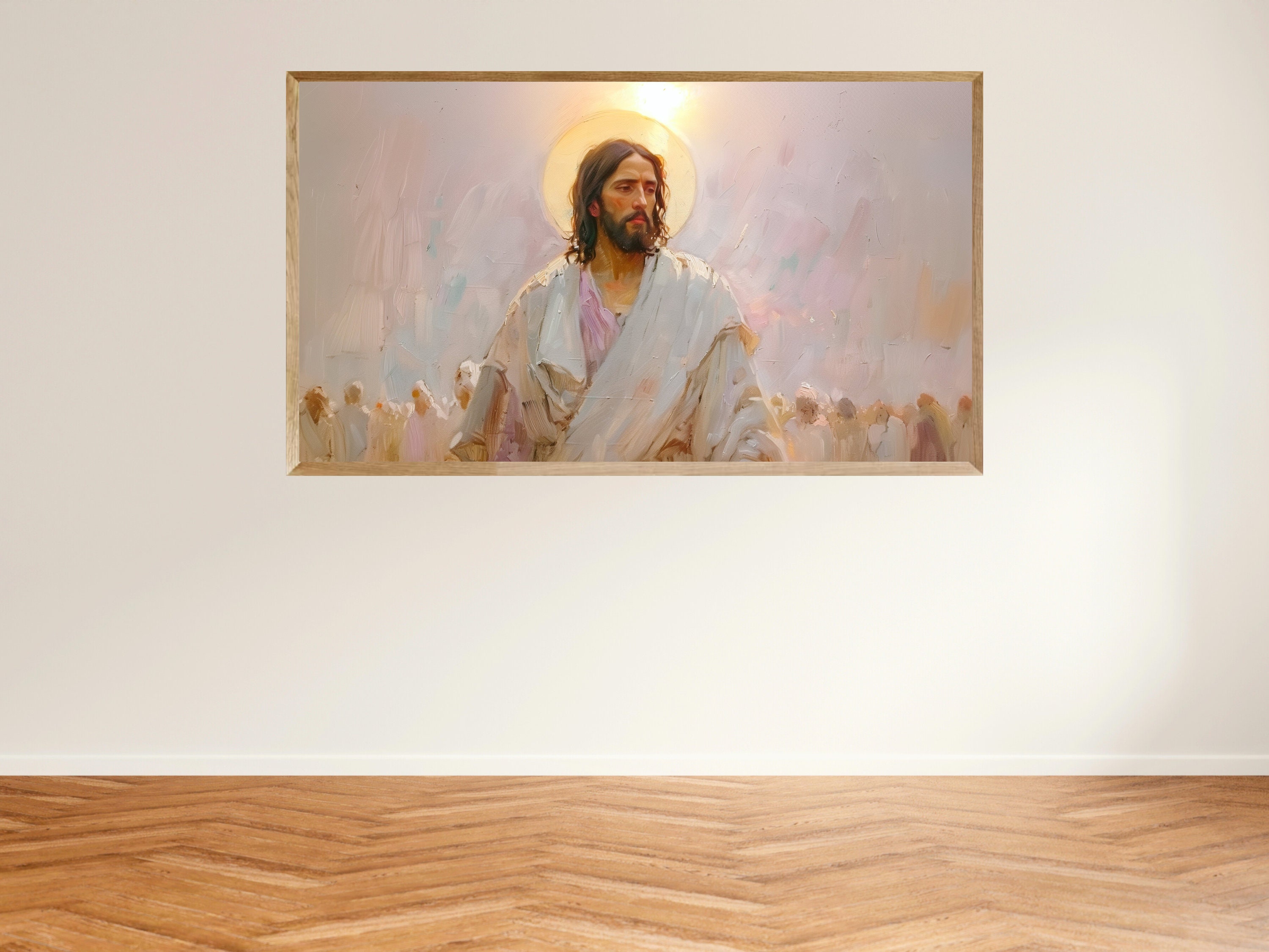Spring Frame TV Art, Jesus Walking, Christian Religious Oil Painting ...