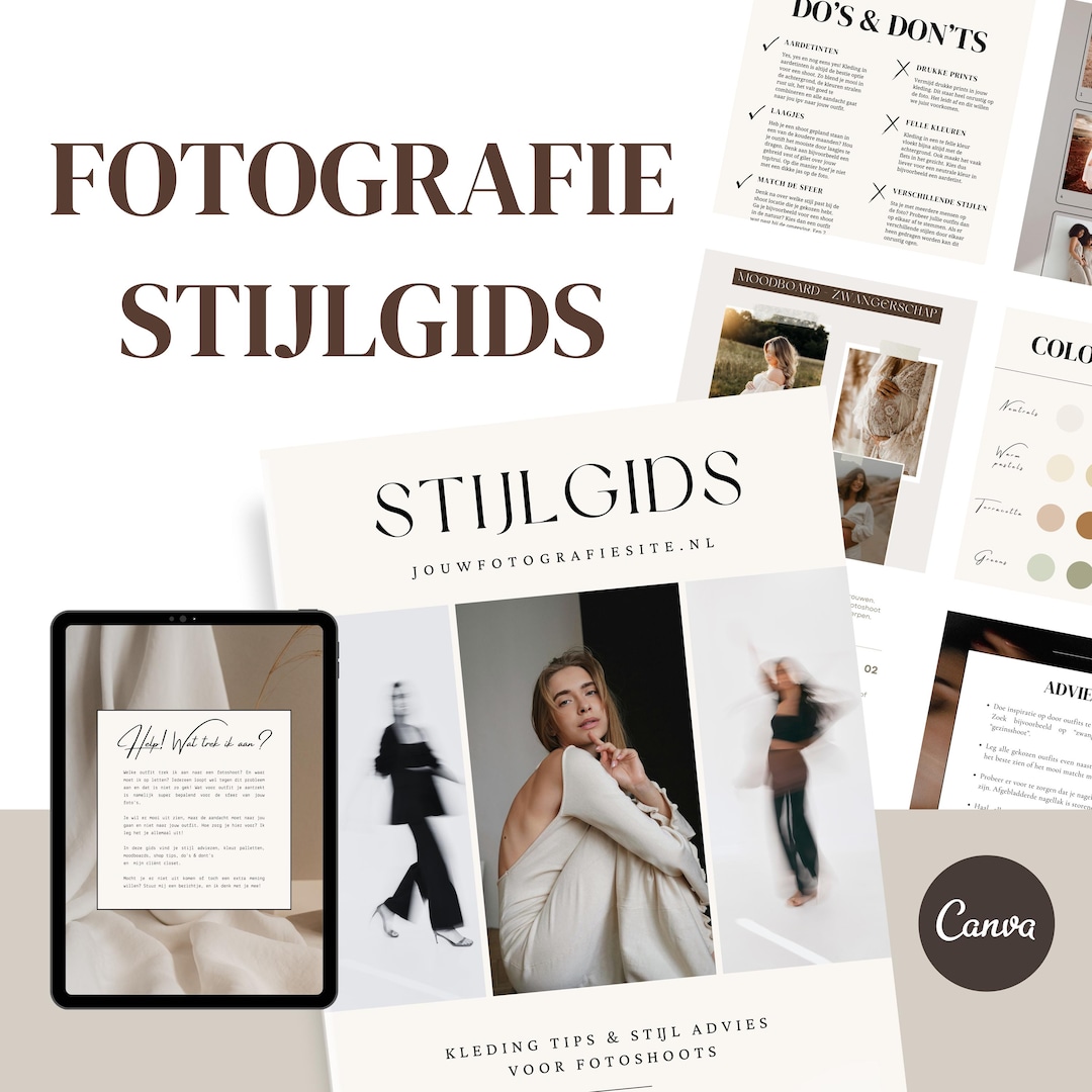 Photography Style Guide, Photoshoot Style Guide, Canva Template, Client ...