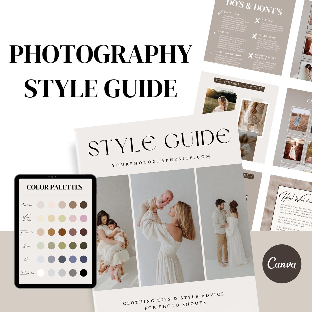 Photography Style Guide, Outfit Brochure for Photo Shoots, Canva ...