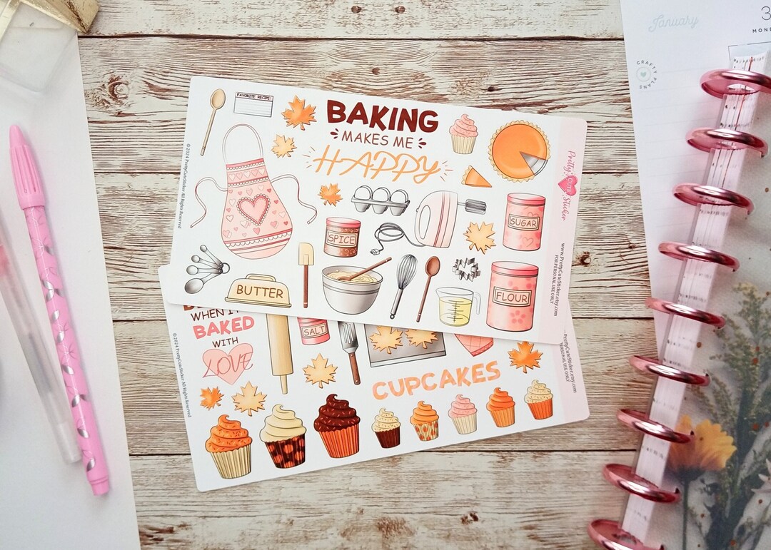 Baking Sticker Sheet Recipe Book Stickers Fall Themed Bujo Cooking ...