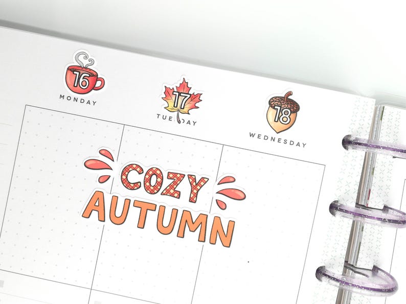 Fall Weekly Date Cover Stickers for Happy Planner Autumn Themed Mini ...