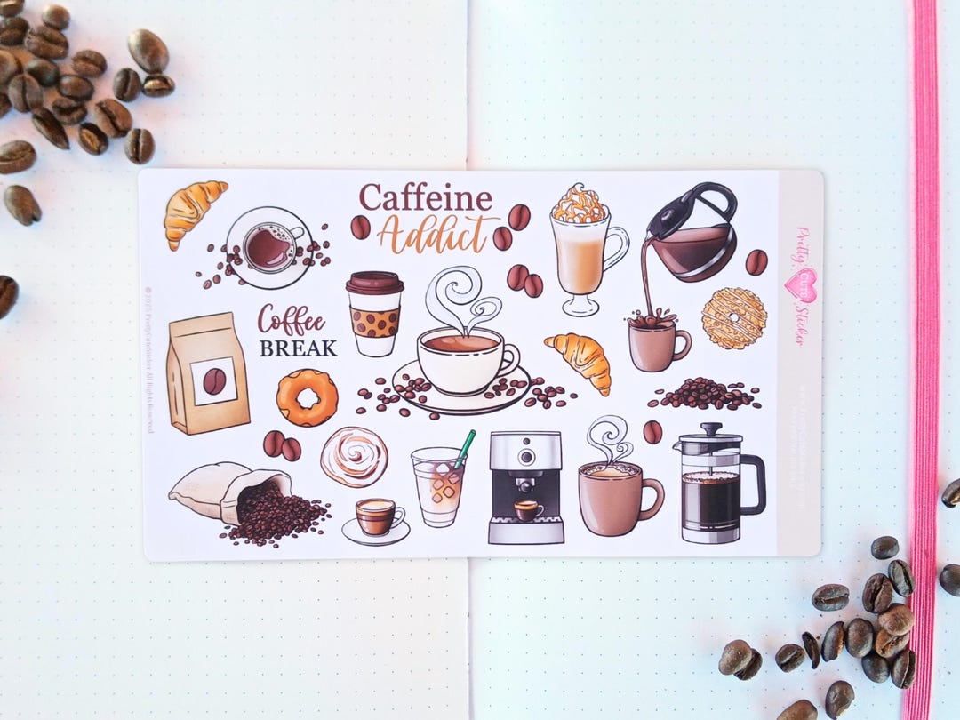 Coffee Planner Sticker Sheet Coffee Bean Aesthetic Stickers Expresso ...