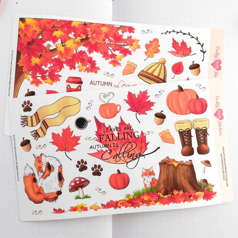 Fall Fox Sticker Sheet - Etsy
