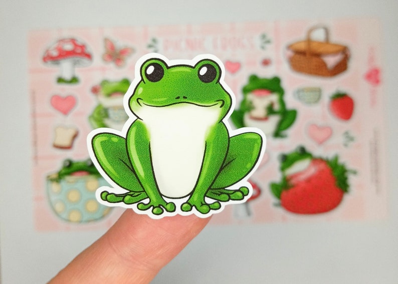 Picnic Frogs Sticker Sheet, Summer Frog Stickers, Frog Planner Stickers ...