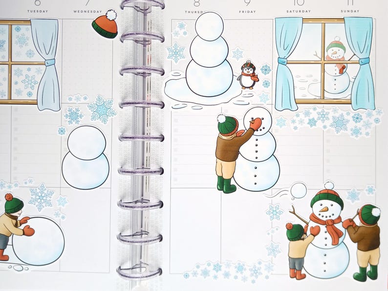Snowman Themed Bullet Journaling Sticker Set Cozy Winter Aesthetic Deco ...