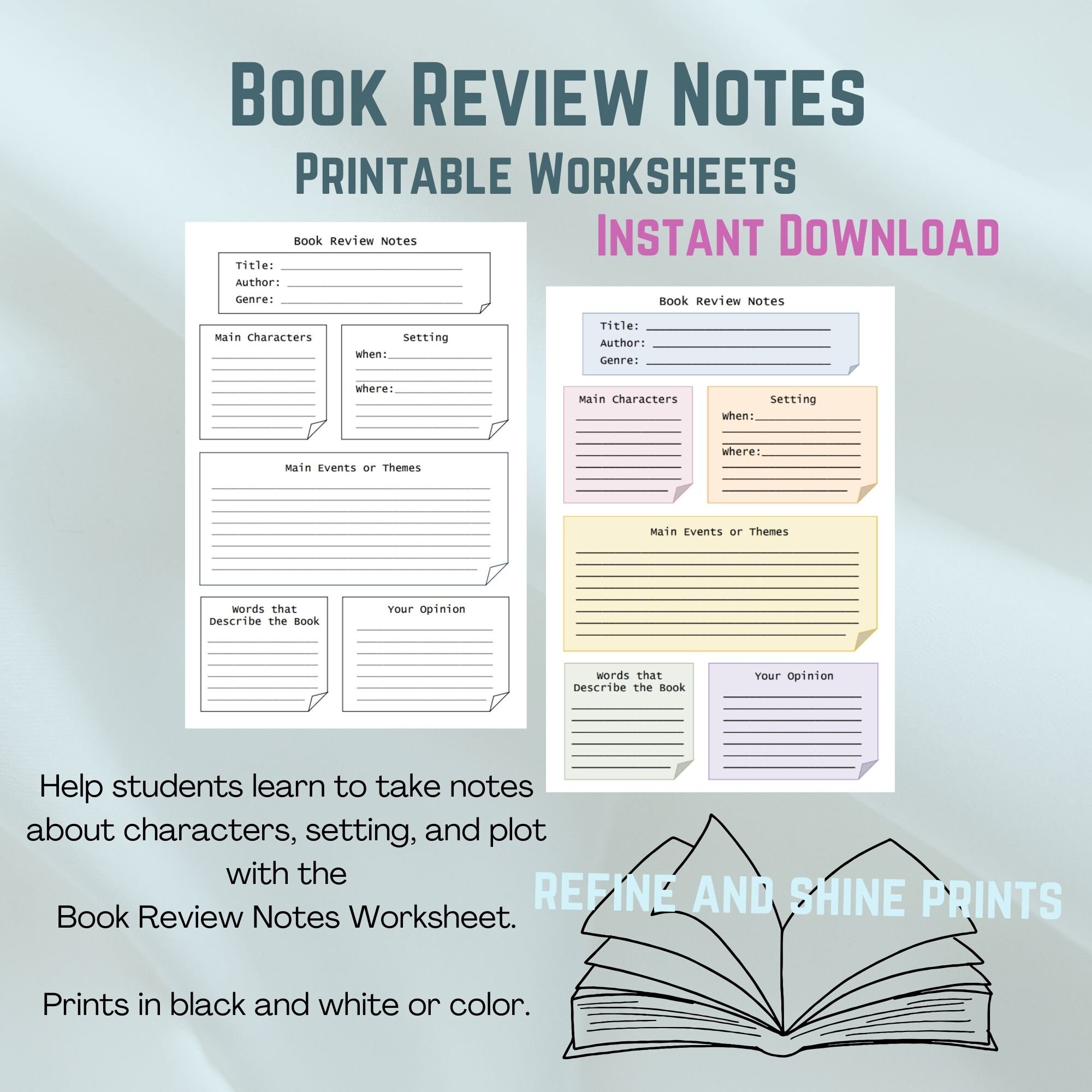 Printable Chapter and Book Review Worksheets, Reading and Writing ...