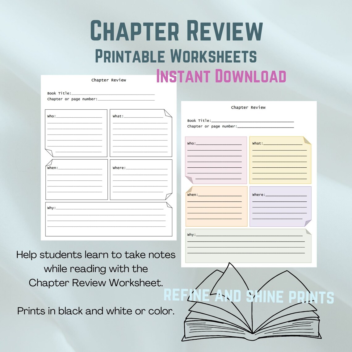 Printable Chapter and Book Review Worksheets, Reading and Writing ...