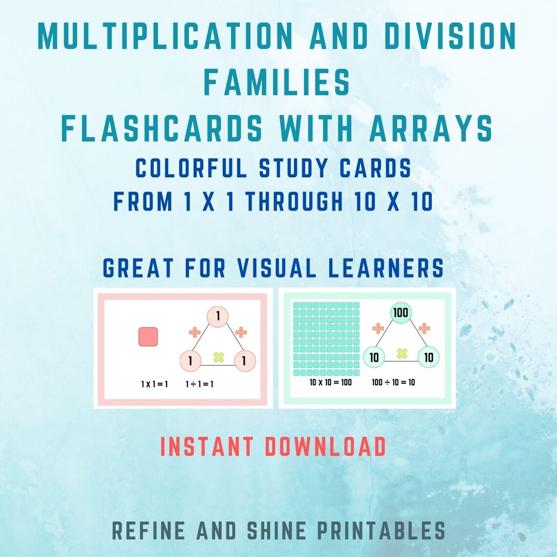 Printable Multiplication and Division Family Flashcards With ...