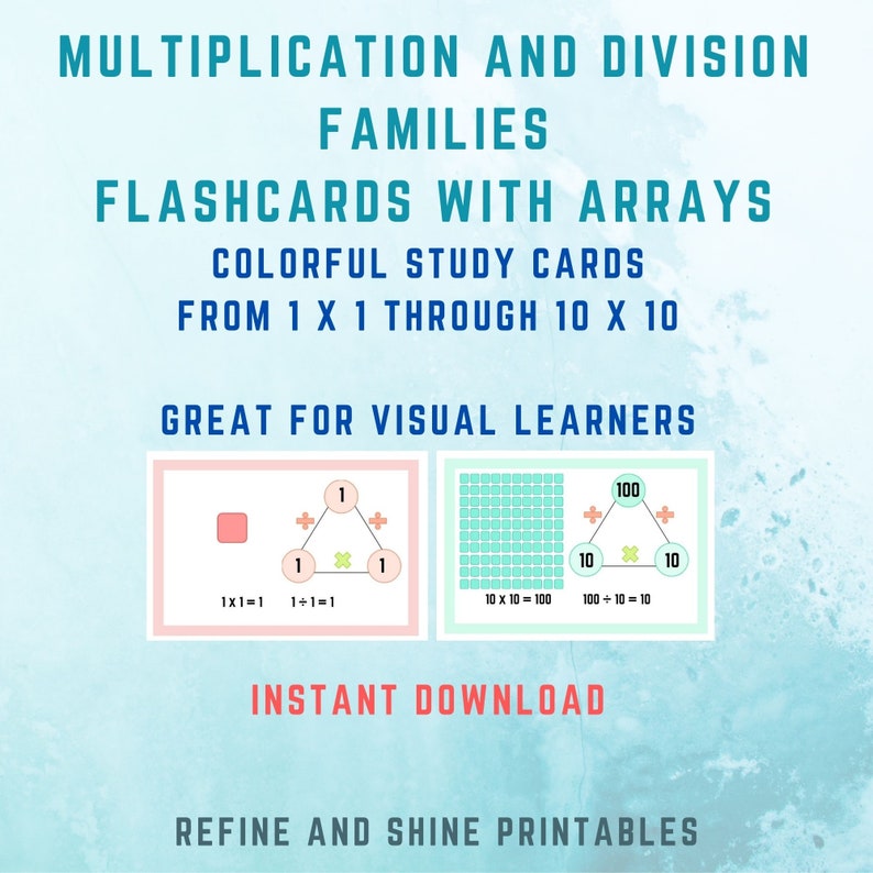 Printable Multiplication and Division Family Flashcards With ...