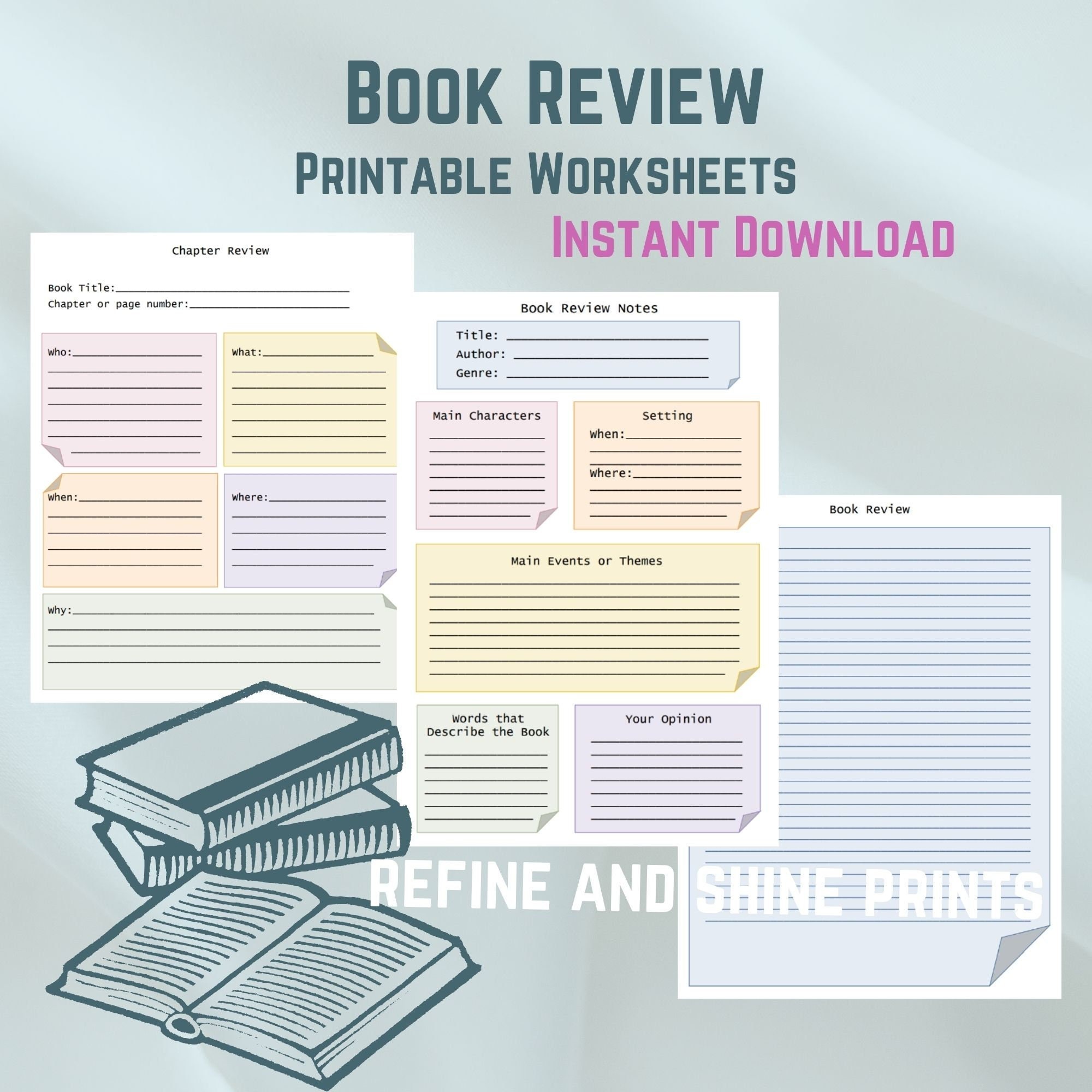 Printable Chapter and Book Review Worksheets, Reading and Writing ...