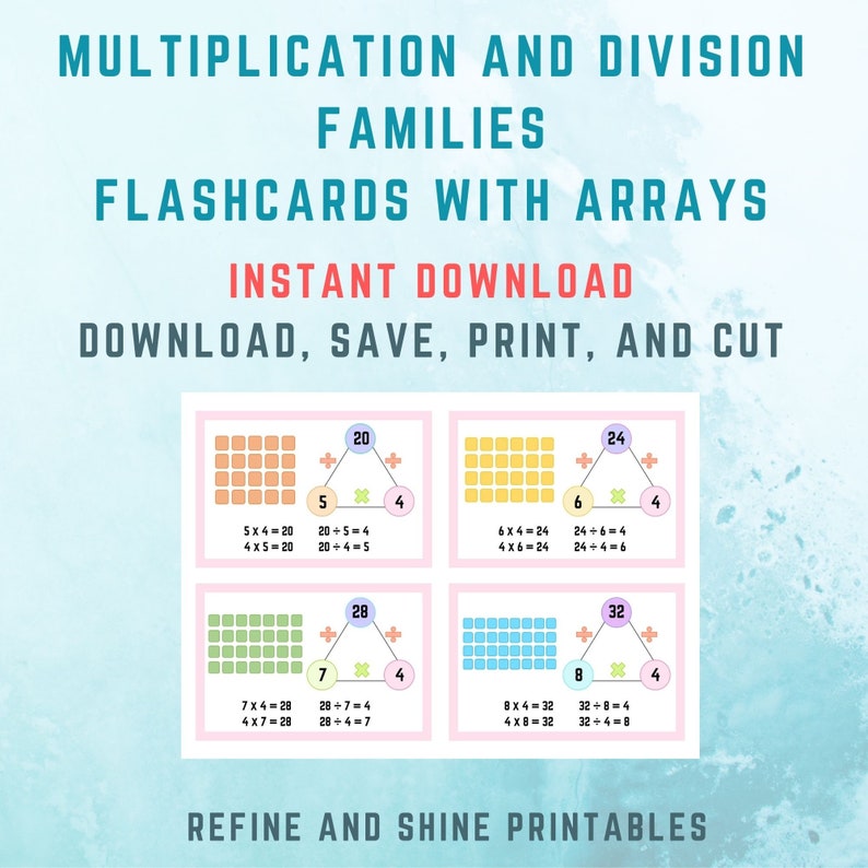 Printable Multiplication and Division Family Flashcards With ...