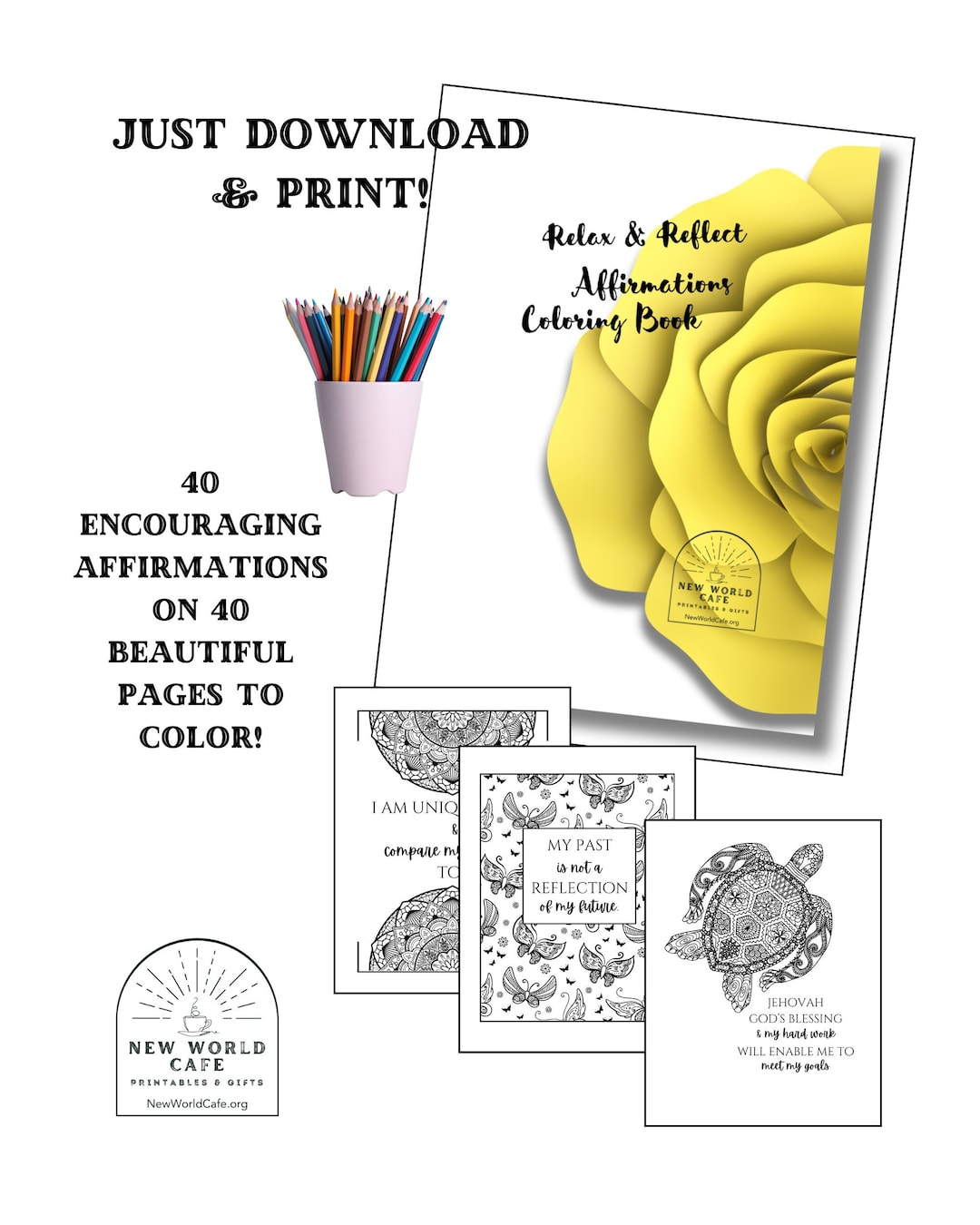 Affirmation Coloring Book - Relax & Reflect - Etsy