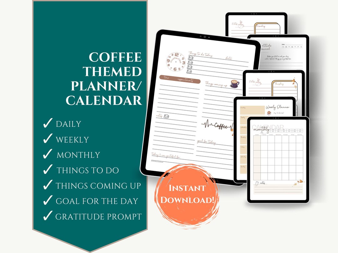 Coffee Themed Planner Pages With Gratitude Prompts - Daily/weekly ...