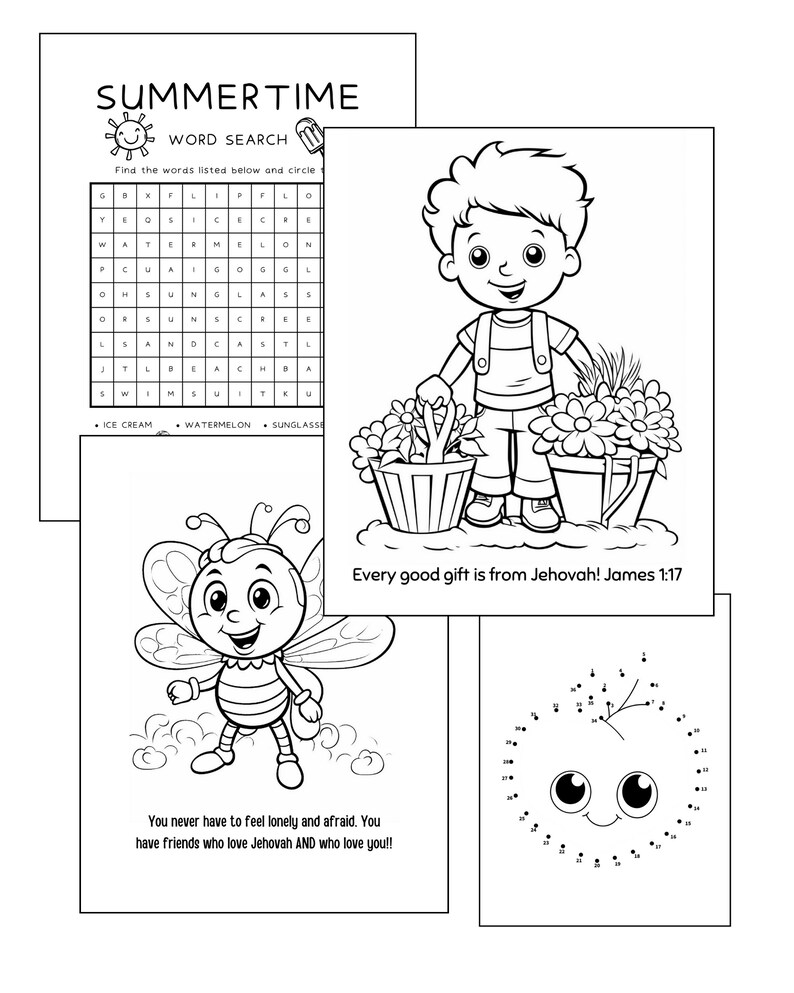 JW Kids Coloring Activity Book, Dot-to-dot, Word Search (digital ...