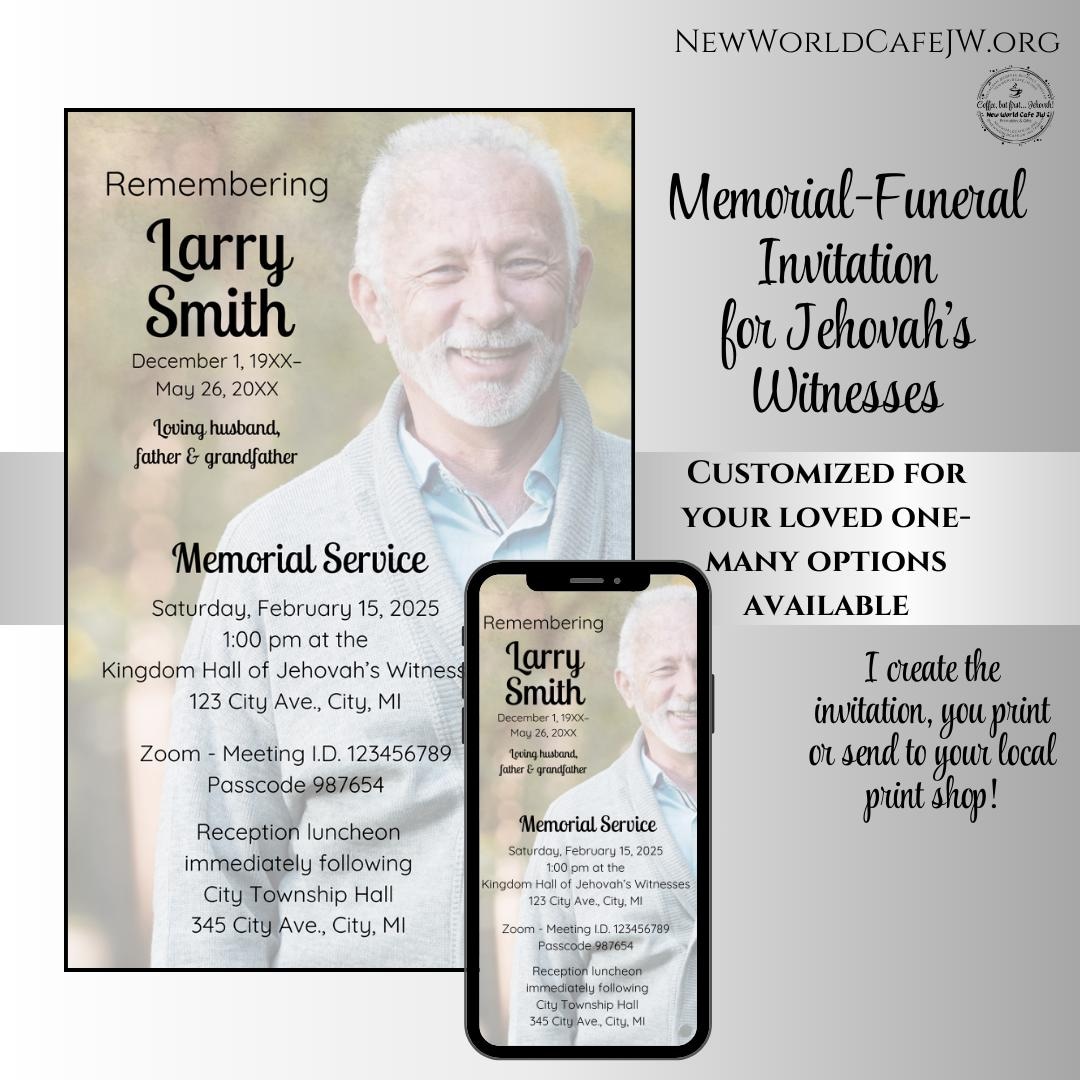 JW Memorial Invitation Funeral Evite Announcement Personalized for Your ...