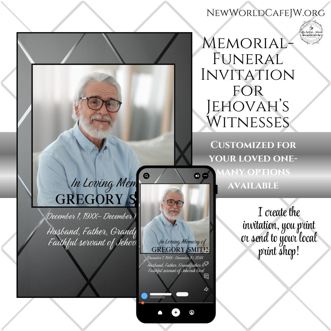 JW Funeral Announcement Memorial Service in Elegant Black Personalized ...
