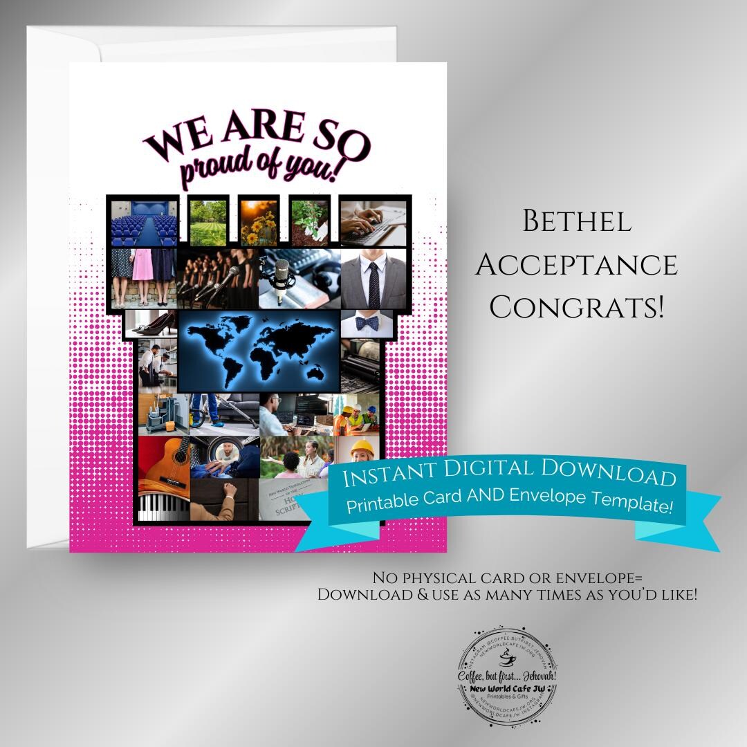 JW Bethel Acceptance Congratulations Card - Printable Card & Envelope ...