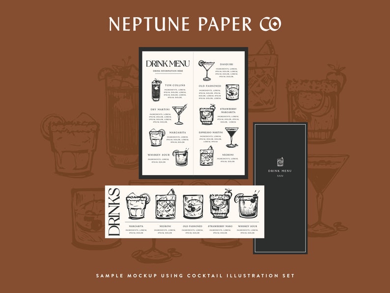 Hand Drawn Cocktail Illustrations - Etsy