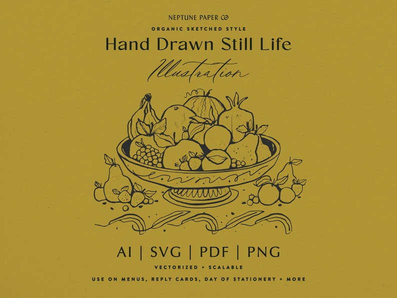 Hand Drawn Fruit Bowl Illustration - Etsy