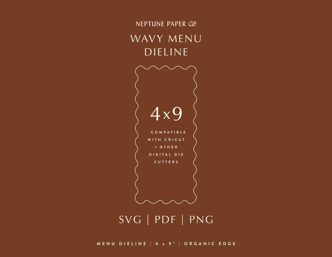 Wavy Dieline - 4x9" Menu Card - SVG | PDF | PNG - Etsy