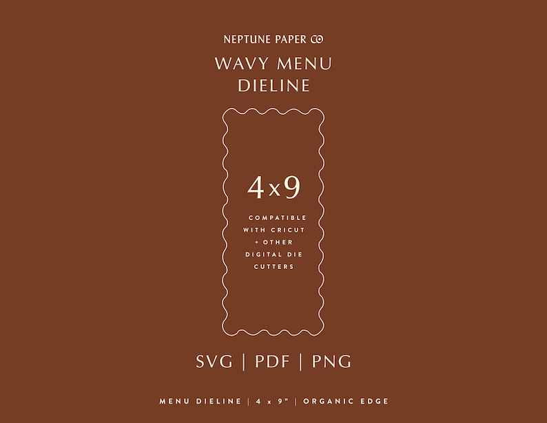 Wavy Dieline - 4x9" Menu Card - SVG | PDF | PNG - Etsy